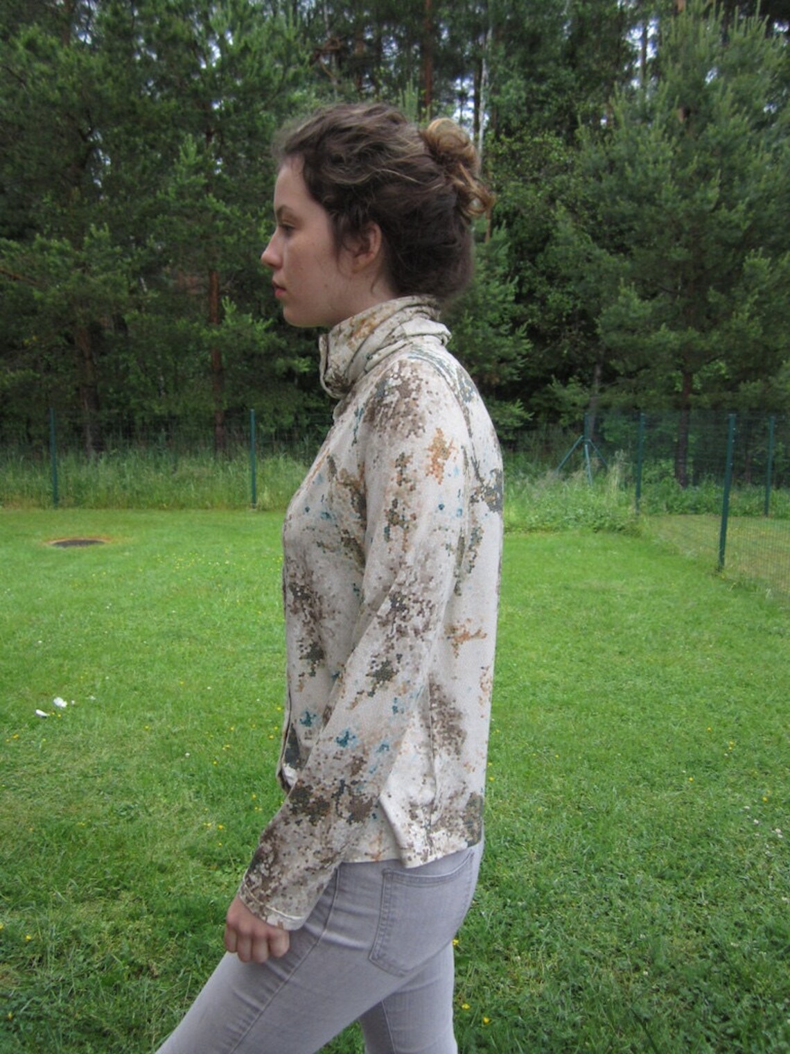 Vintage Women's Patterned Shirt Push-button Shirt Long Sleeve ...