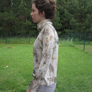 Vintage Women's Patterned Shirt Push-button Shirt Long Sleeve ...