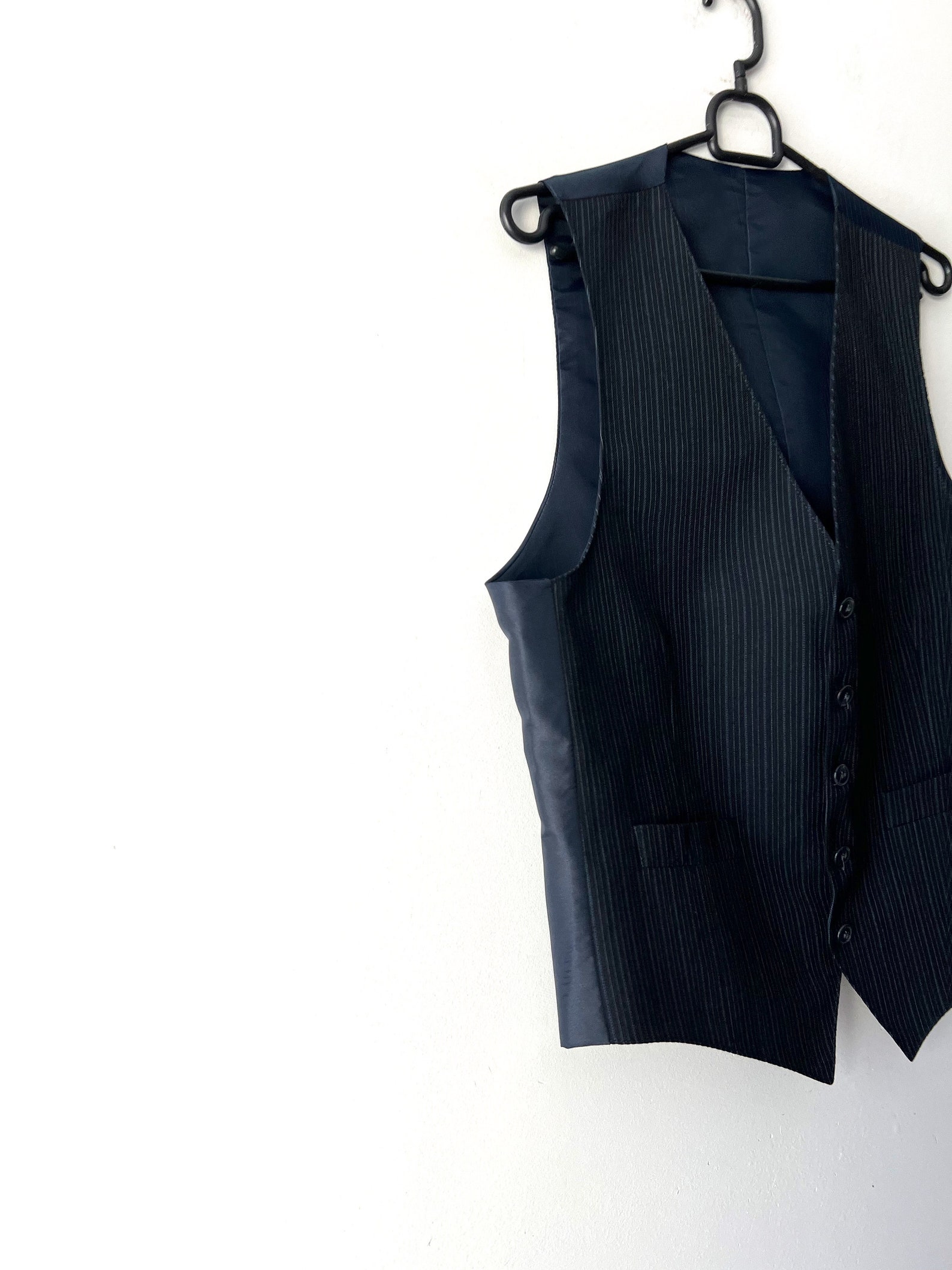 Vintage Dark Blue Striped Mens Vest Gentleman's Vest Mens Formal Fitted ...