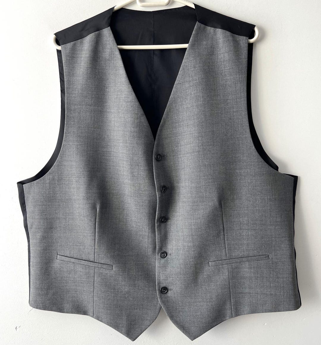 Vintage Plus Extra Large Gentlemen's Formal Fitted Waistcoat Grey Vest ...