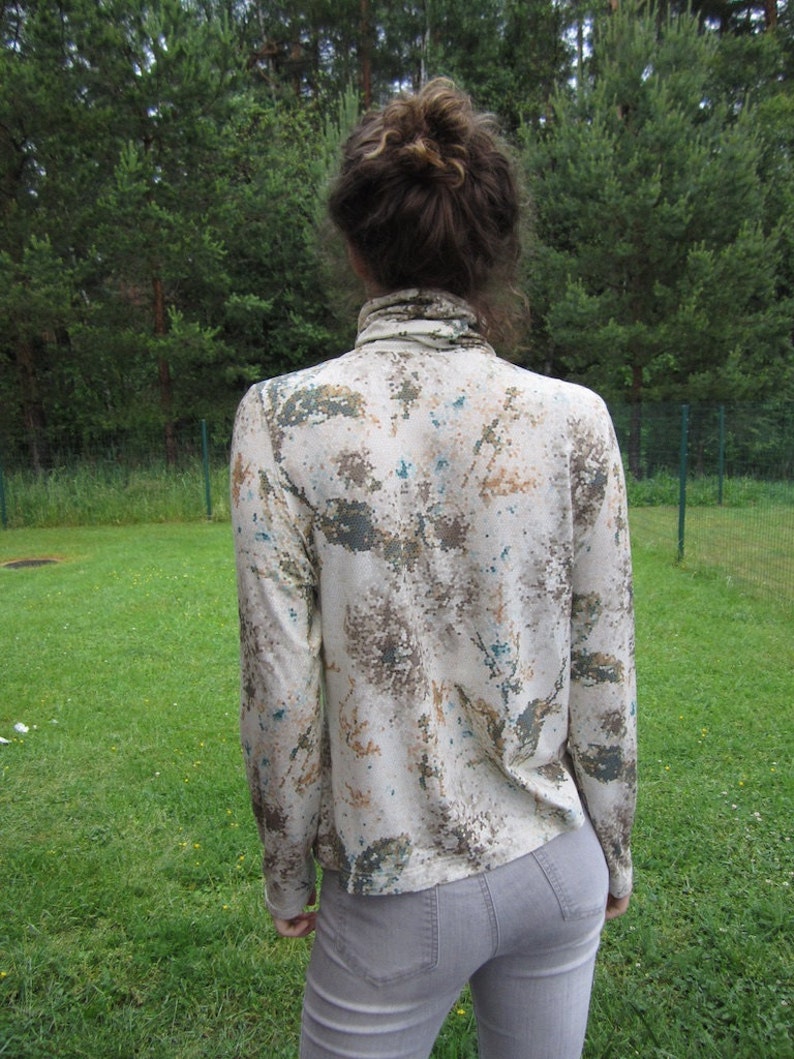 Vintage Women's Patterned Shirt Push-button Shirt Long Sleeve ...