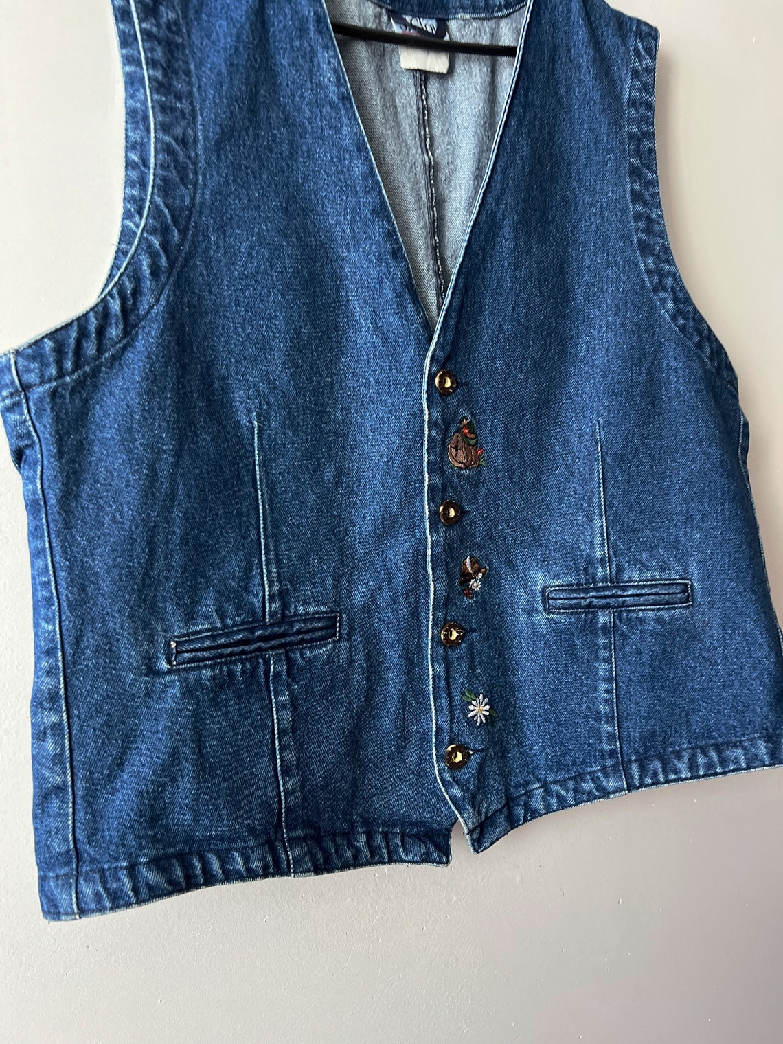 90s Bavarian Mens Vest Everyday Folk Denim Vest Loden Tyrolean Austrian ...