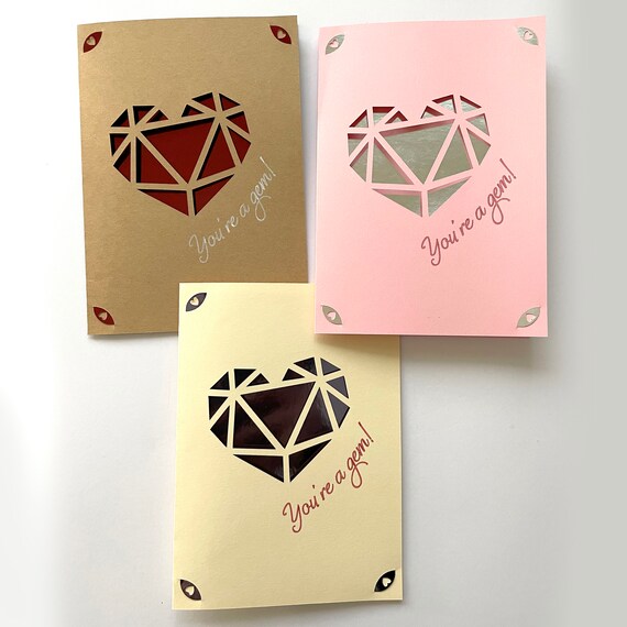 Valentine's Day You're a Gem Cut-Out Card | Etsy