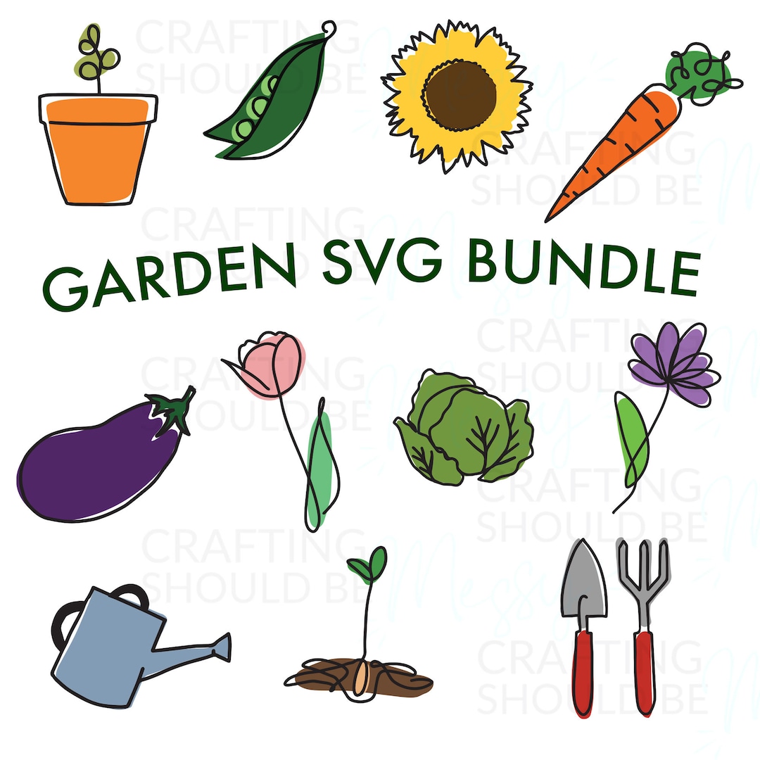 Garden SVG Bundle, PNG Cut File Set for Cricut, Silhouette, Gardener ...