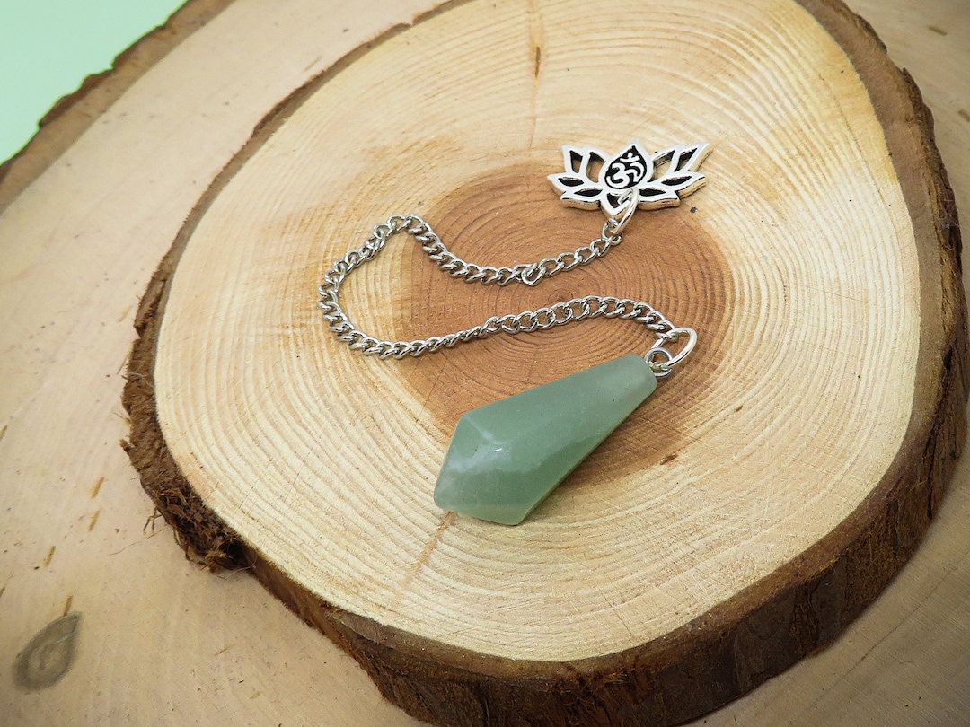 Aventurine Pendulum With a Lotus Flower Charm Top Custom Made - Etsy