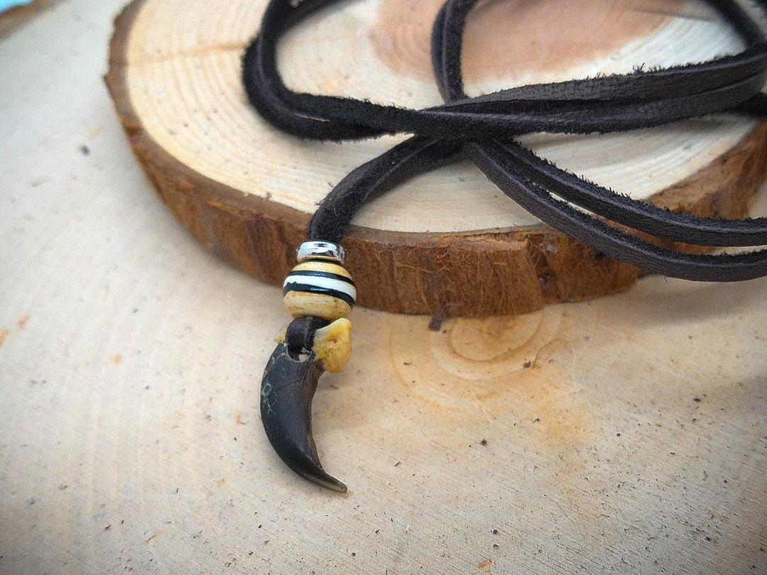 Real Coyote Claw Pendant Necklace With Buffalo Bone Bead Custom Made ...