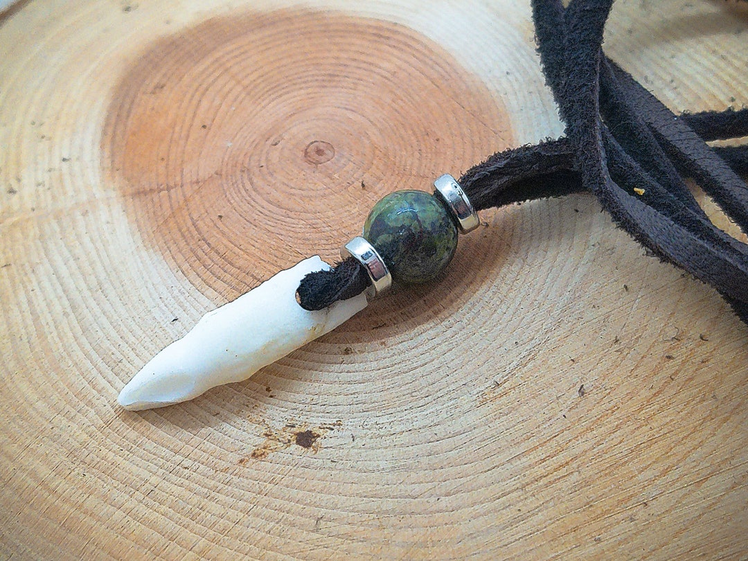 Real Alligator Tooth (SMALL) Pendant Necklace With Dragon Blood Jasper ...