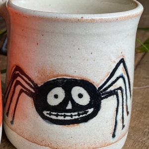 Halloween SALE Stoneware Spider Coffee Cups Hand Thrown in Cream Glaze ...
