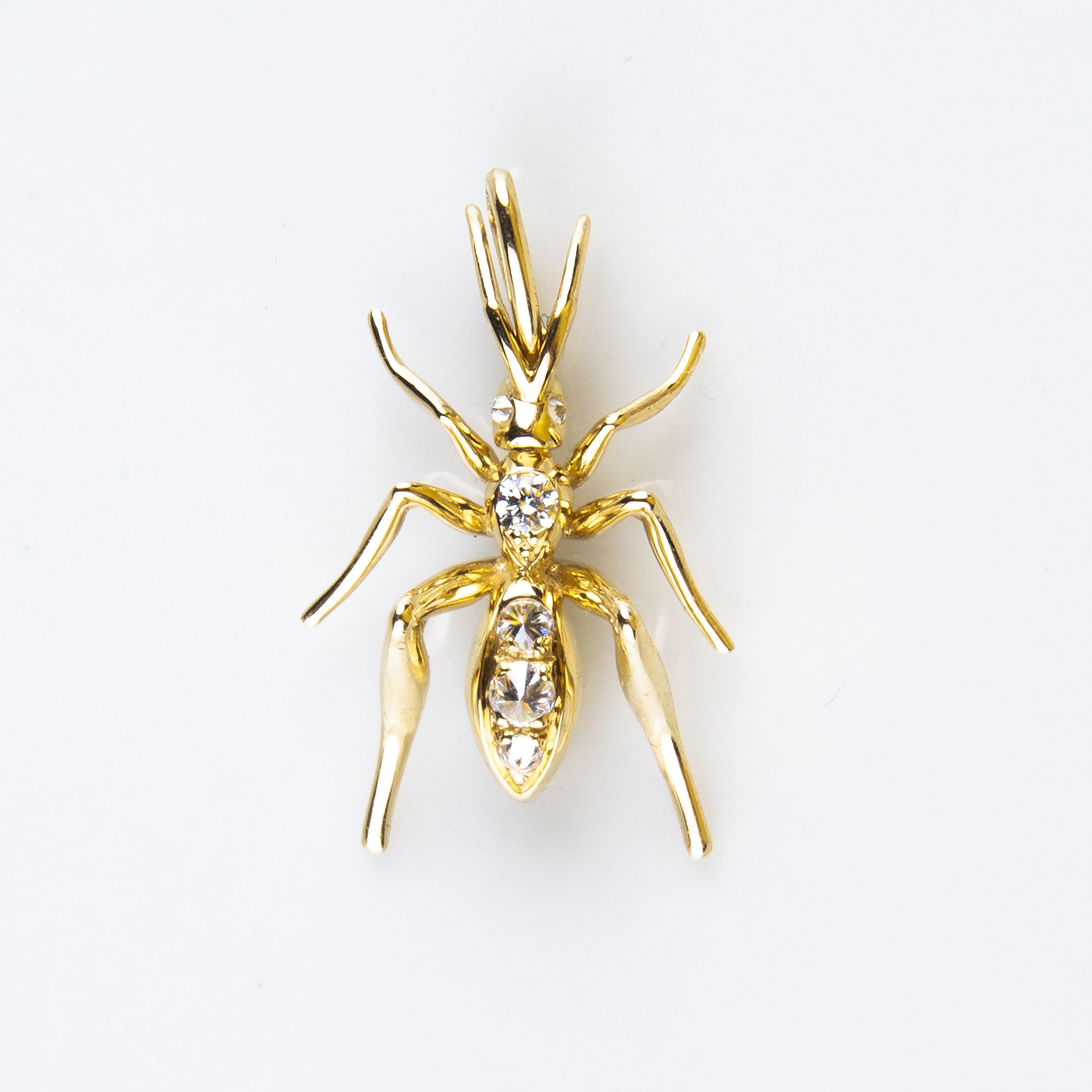 Solid Gold Realistic Ant Charm With Diamonds, Bug Insect Pendant ...