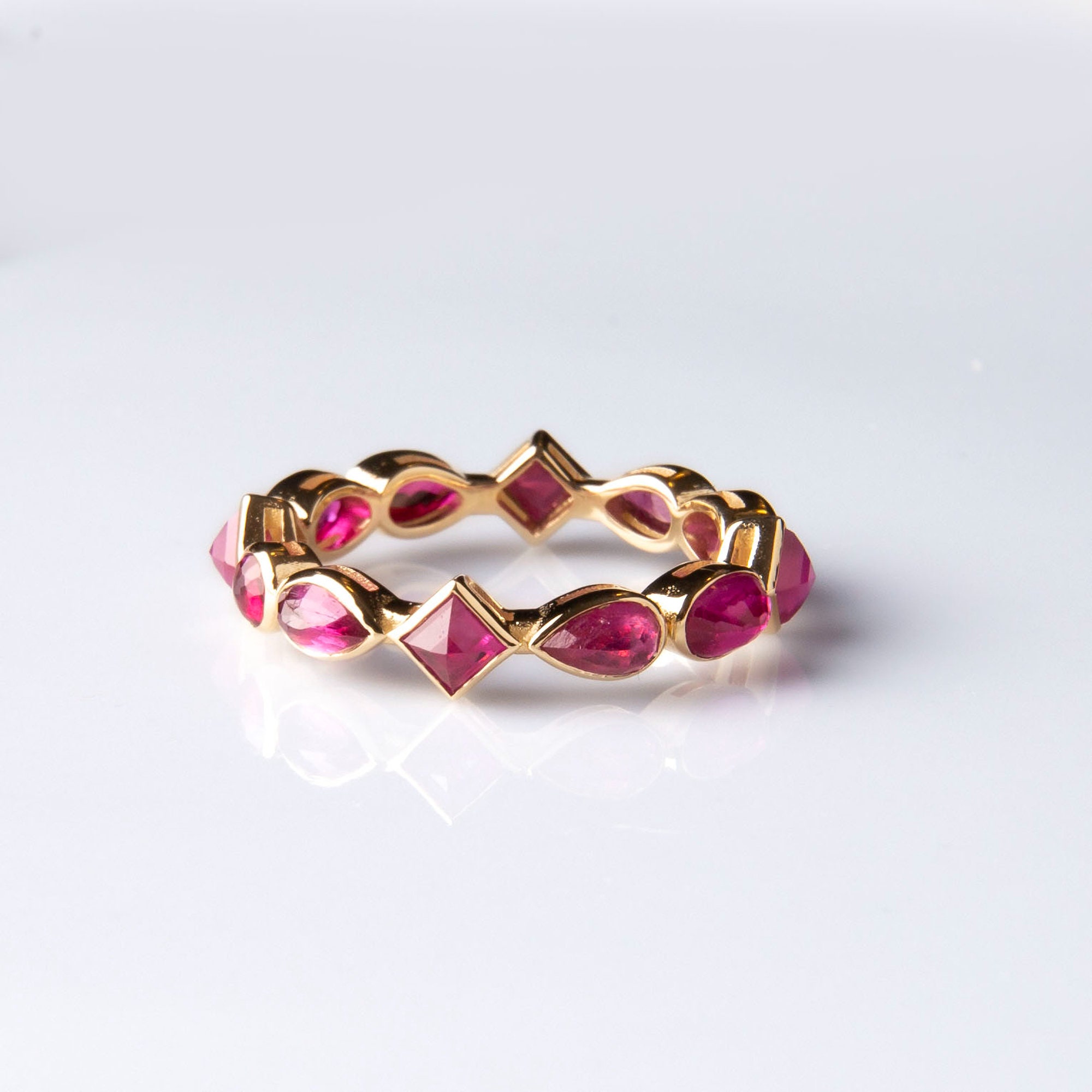 14K Solid Gold Ruby Full Eternity Band Handmade Ruby - Etsy