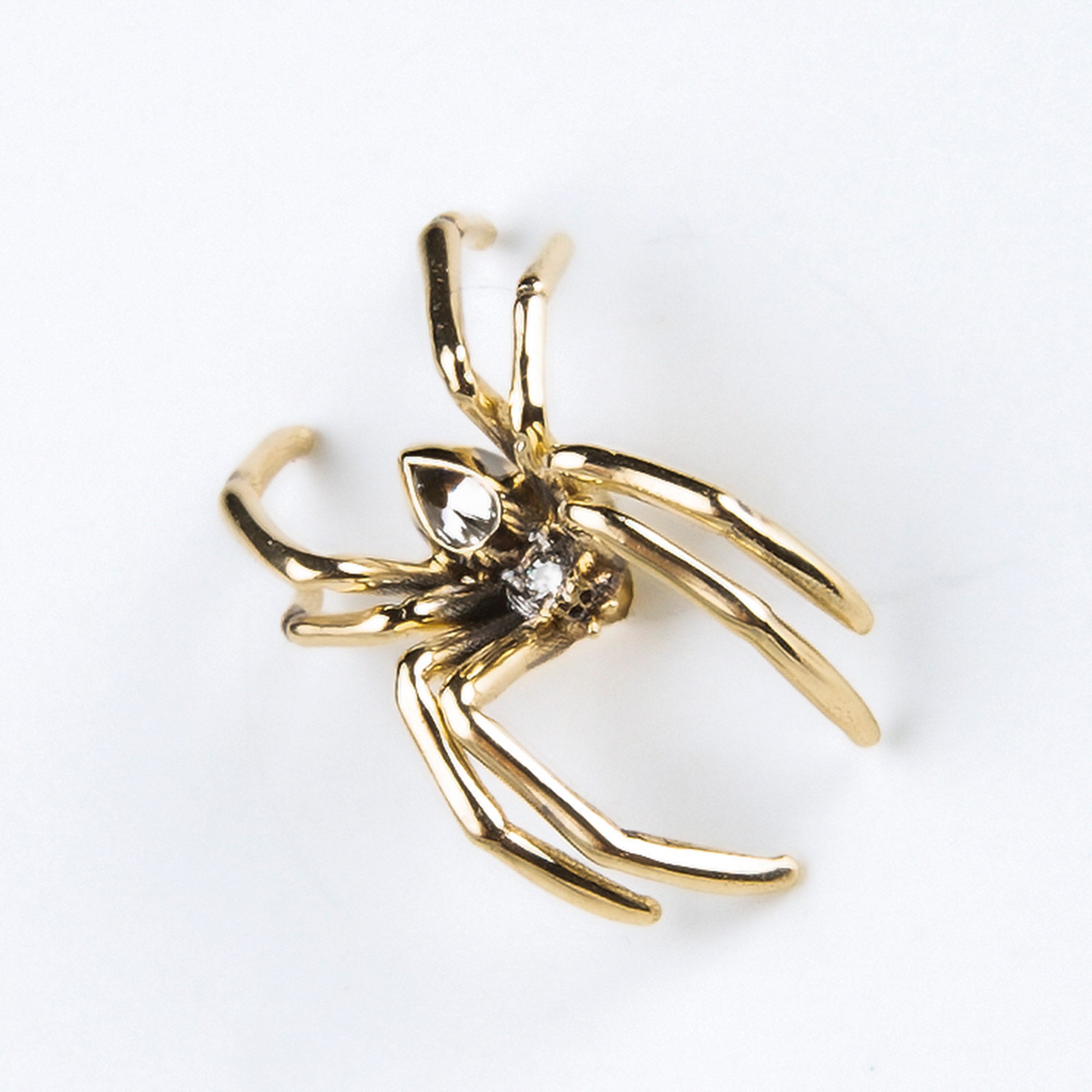 Diamond Gold Spider Mismatched Studs, Insect Bug Earring, Halloween ...