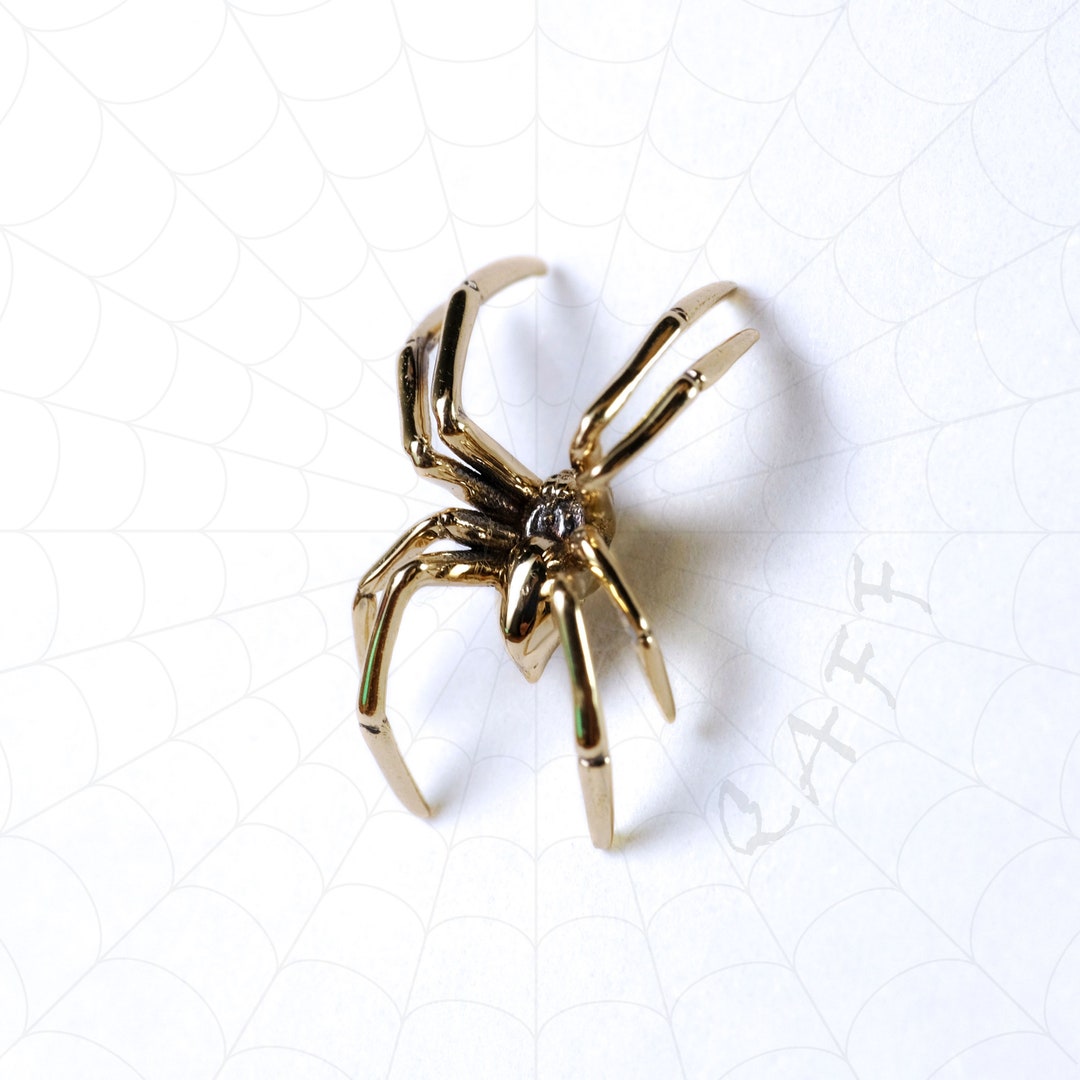 Solid Gold Spider Stud Earring, Halloween Jewelry, Insect Earring, Bug Post, Nature Jewelry ...