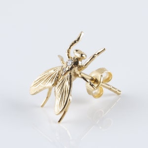 Realistic Solid Gold Fly Stud With Diamonds, Insect Bug Post Earring ...