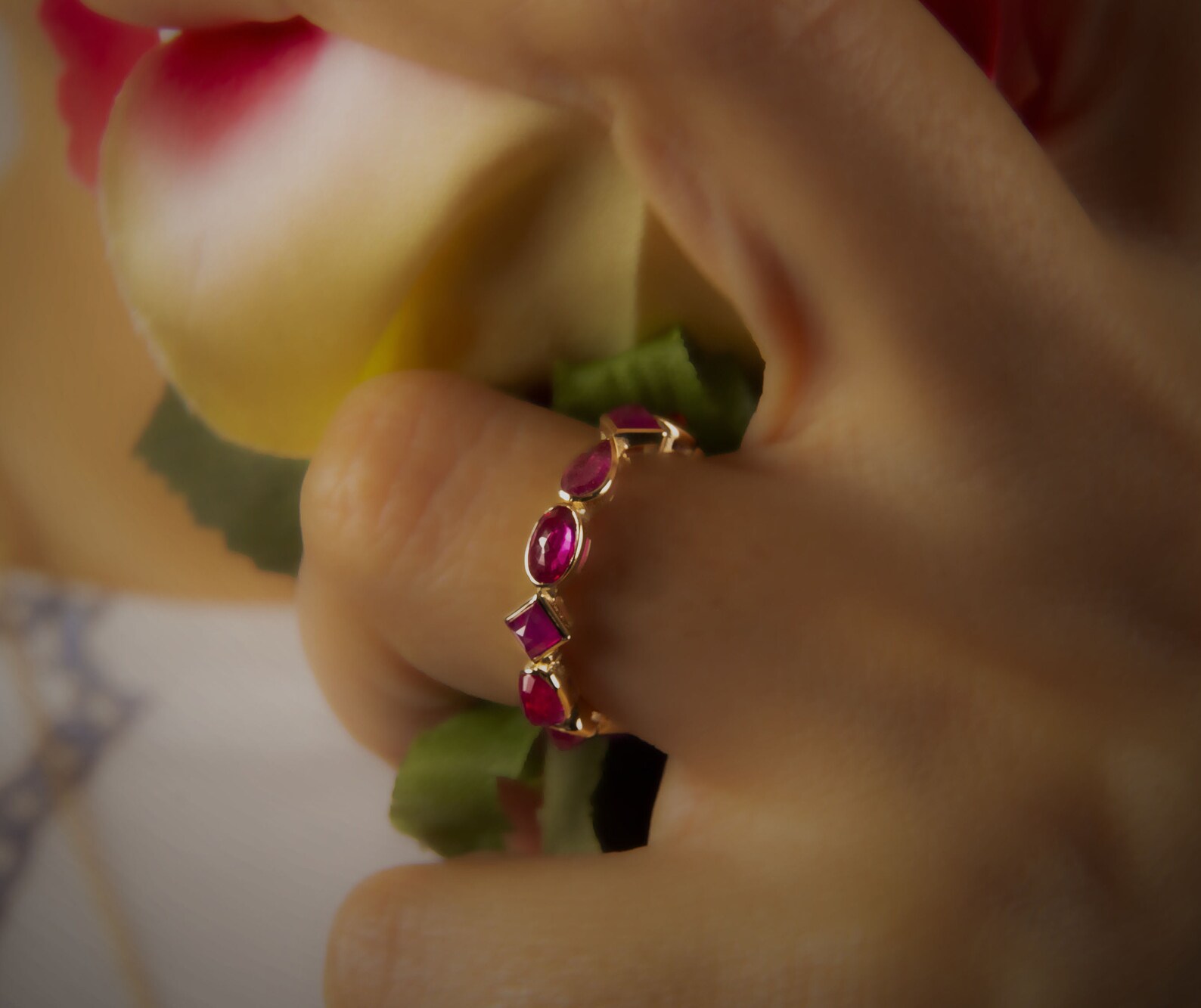 14K Solid Gold Ruby Full Eternity Band Handmade Ruby | Etsy