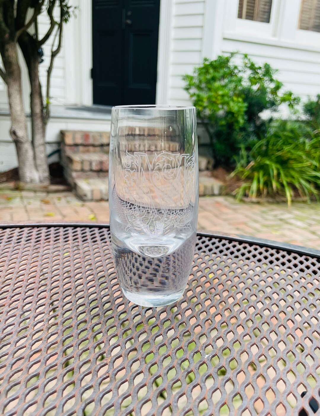 Etched “M” Double Shot Glass - Etsy