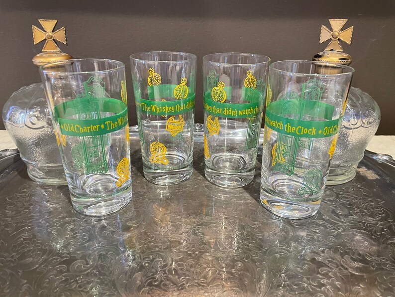 4 Vintage Old Charter Highball Glasses - Etsy