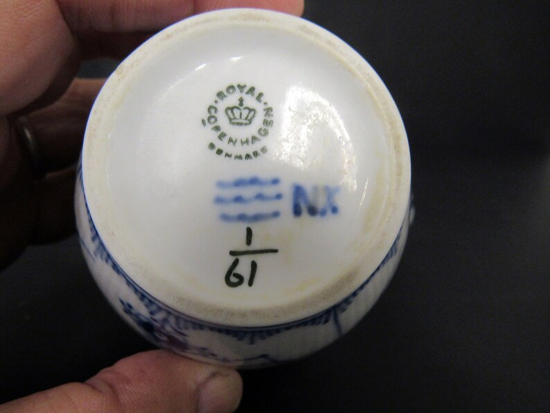 Antique Royal Copenhagen Blue Fluted Plain Medium Pitcher 4 1/2 Tall 1/ ...