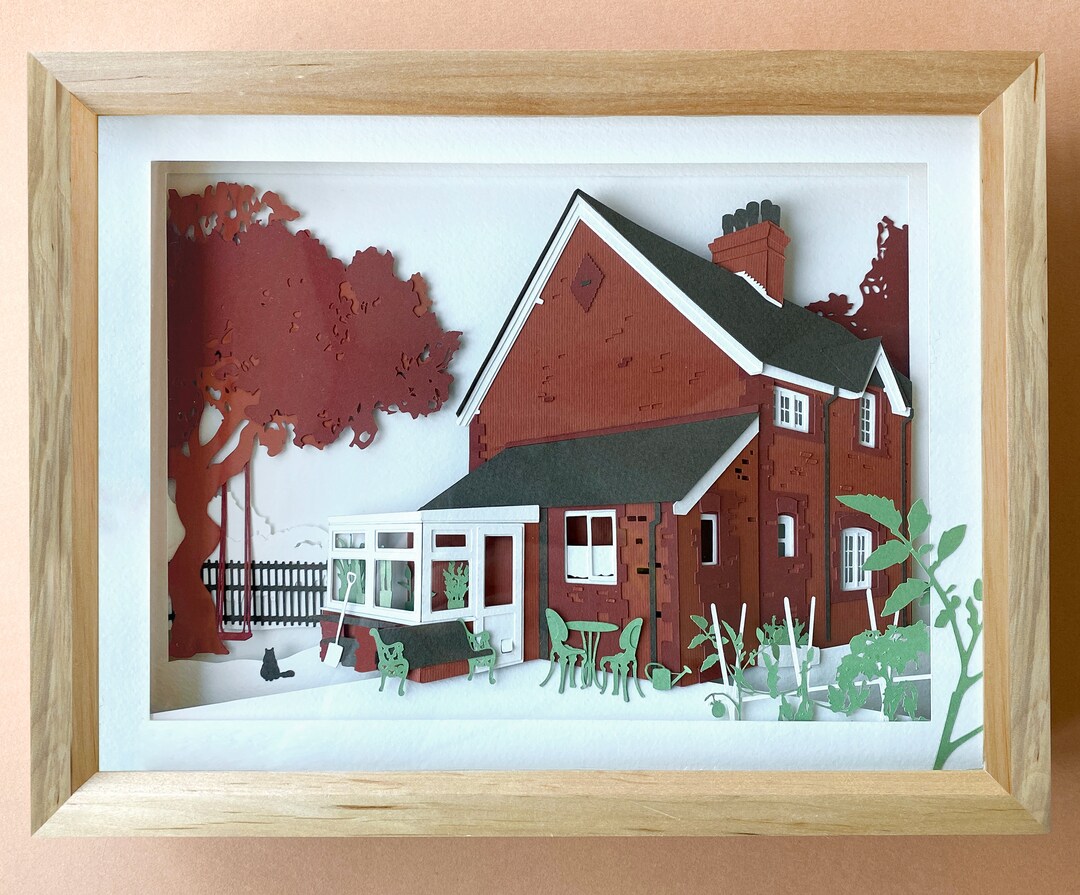 Custom Order: Framed Paper House in Colour - Etsy