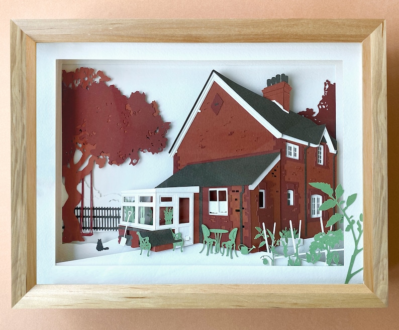 Custom Order: Framed Paper House in Colour - Etsy