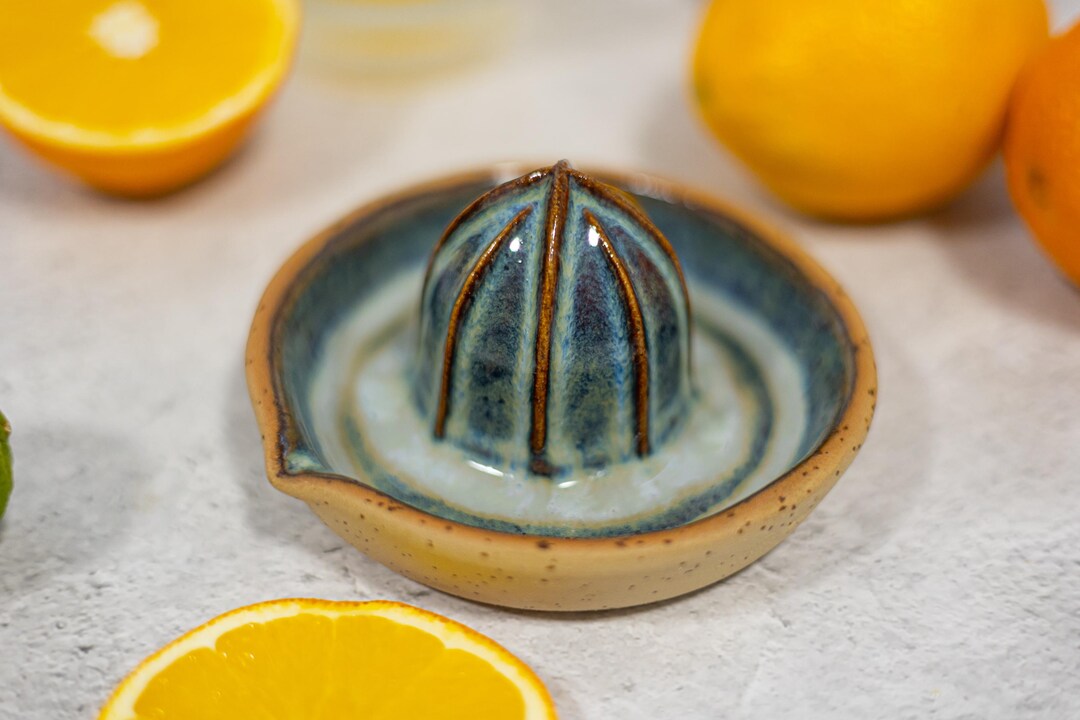 Blue Ceramic Citrus Juicer - Pottery Lemon Squeezer - Handmade Orange ...
