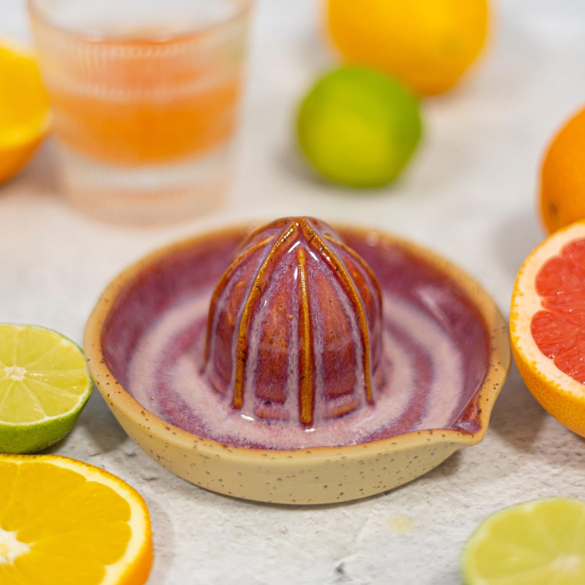 Red Dotted Ceramic Orange Juicer - Pottery Lemon Squeezer - Handmade ...
