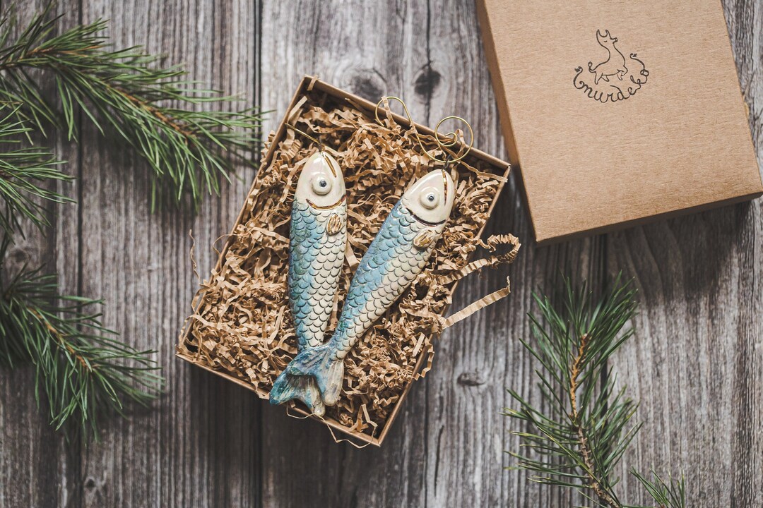 Ceramic Salmon Christmas Ornament – Handmade Fish Tree Decoration ...