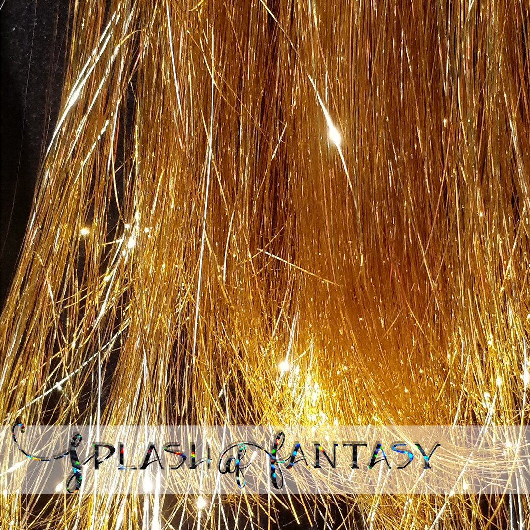 40" Hair Tinsel 100 Strands - Shiny Yellow Gold - Etsy