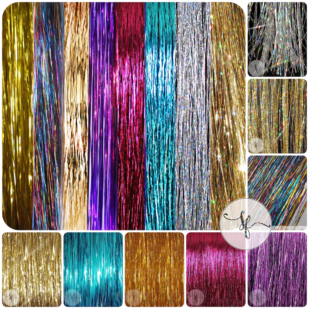 800 Strands 40" Hair Tinsel 8 Colors (sparkling Silver, Sparkling Gold ...