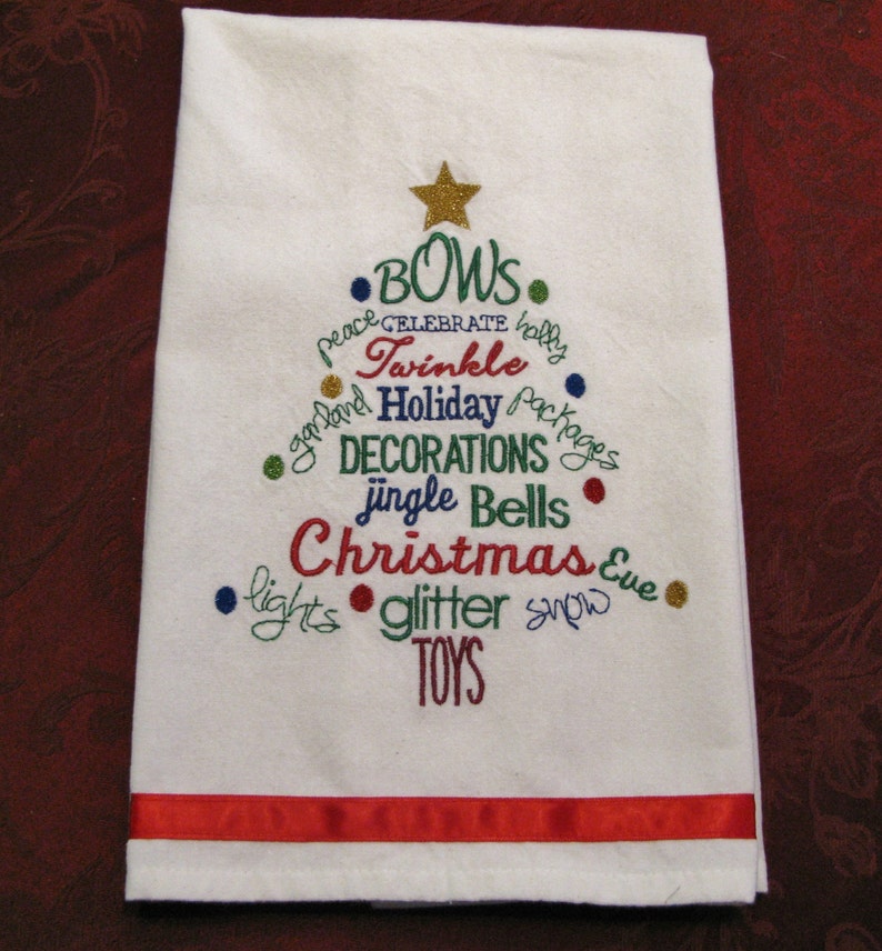 Embroidered Christmas Kitchen Towel, Tea Towel, Dish Towel With Words ... Embroidered Christmas Kitchen Towel, Tea Towel, Dish Towel With Words ...