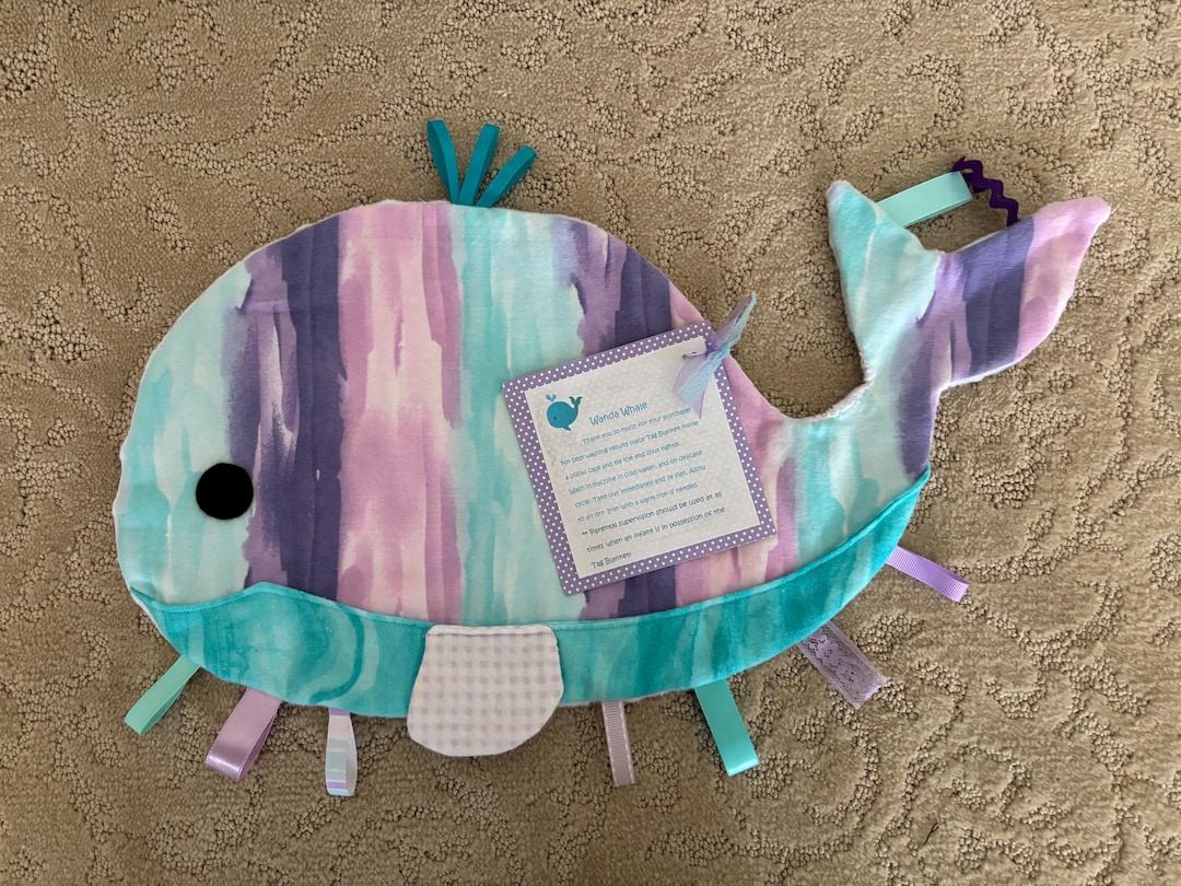 Handmade Baby Tag Animal Wanda Whale Sensory, Ribbon, Security, Lovie ...