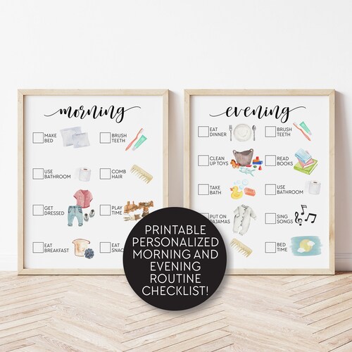 Custom Morning Evening Routine Chart Printable Toddler - Etsy