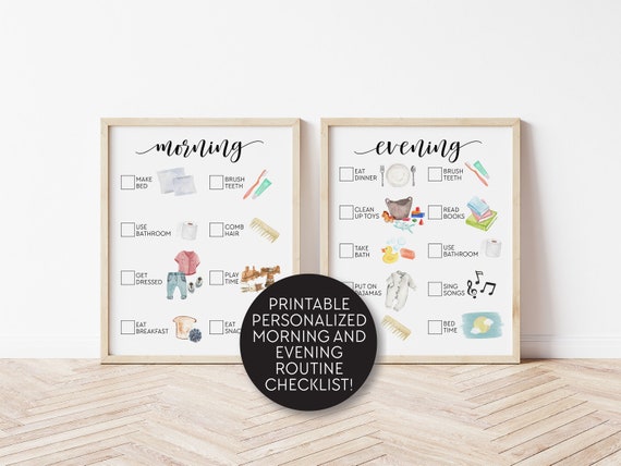 Custom Morning Evening Routine Chart Printable Toddler - Etsy