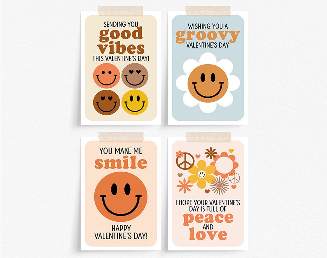 Smiley Face Valentine Cards - Retro Valentine's Day Cards - Groovy ...
