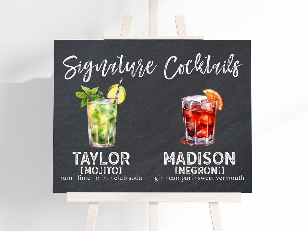 Signature Cocktails Sign Chalkboard, Custom Signature Drink Sign ...
