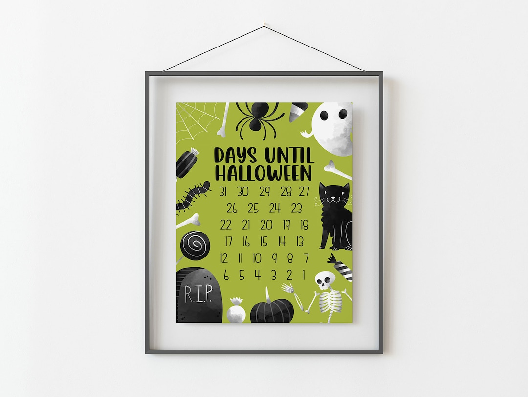 Halloween Countdown Sign Printable, Halloween Print for Kids, Halloween ...