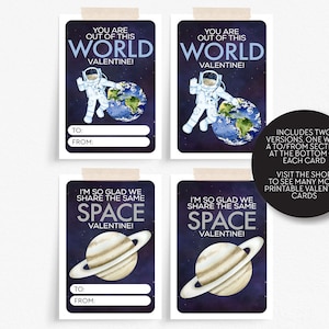 Space Valentine Cards Printable, Outer Space Valentine's Day Cards for ...