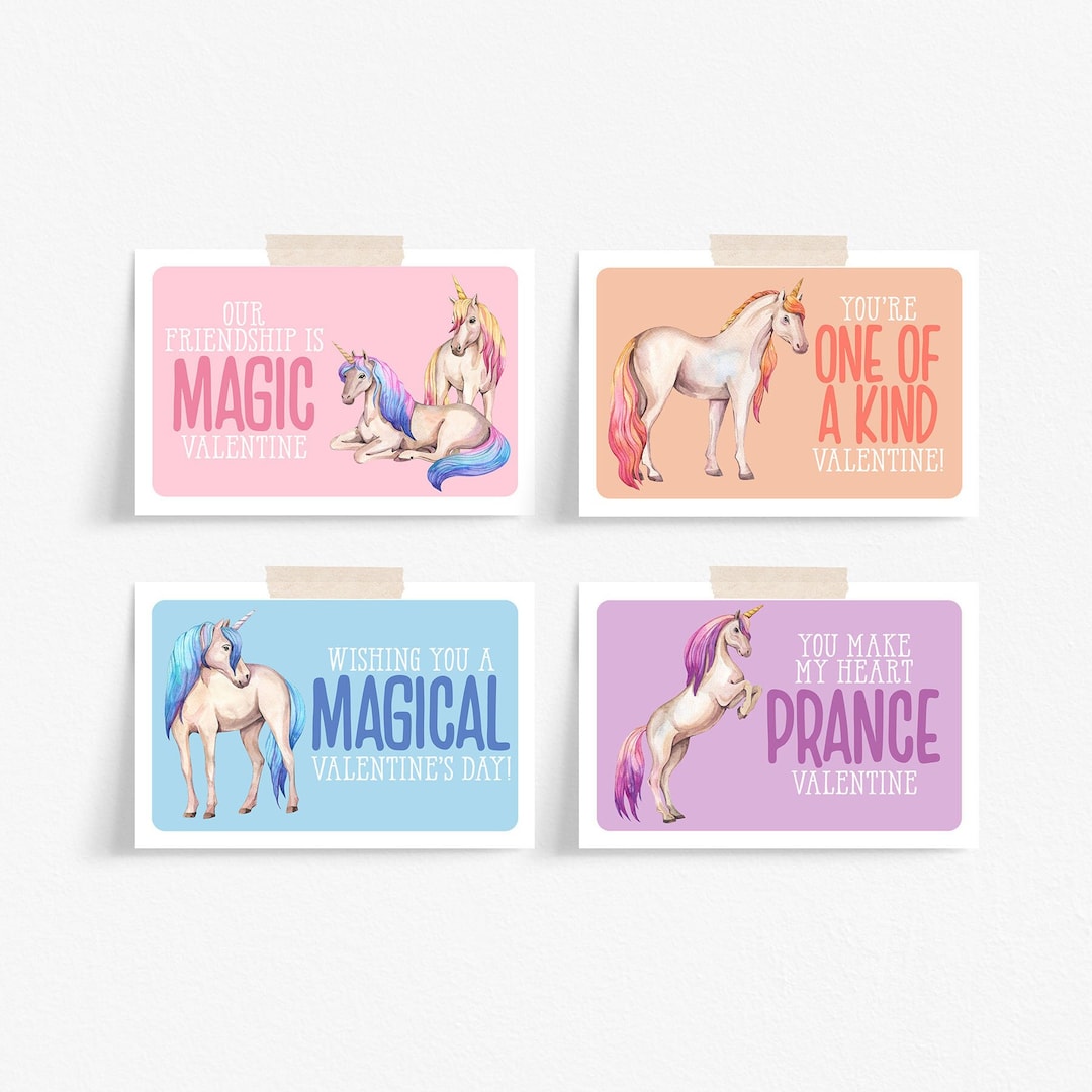 Unicorn Valentine Cards Printable Download, Unicorn Valentines for ...