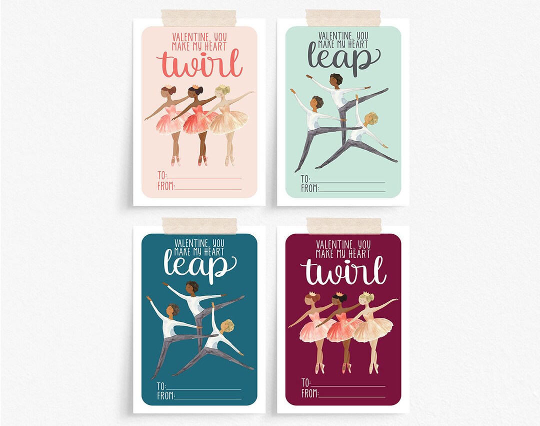 Ballet Valentine Cards Printable - Ballerina Valentines Instant Digital ...