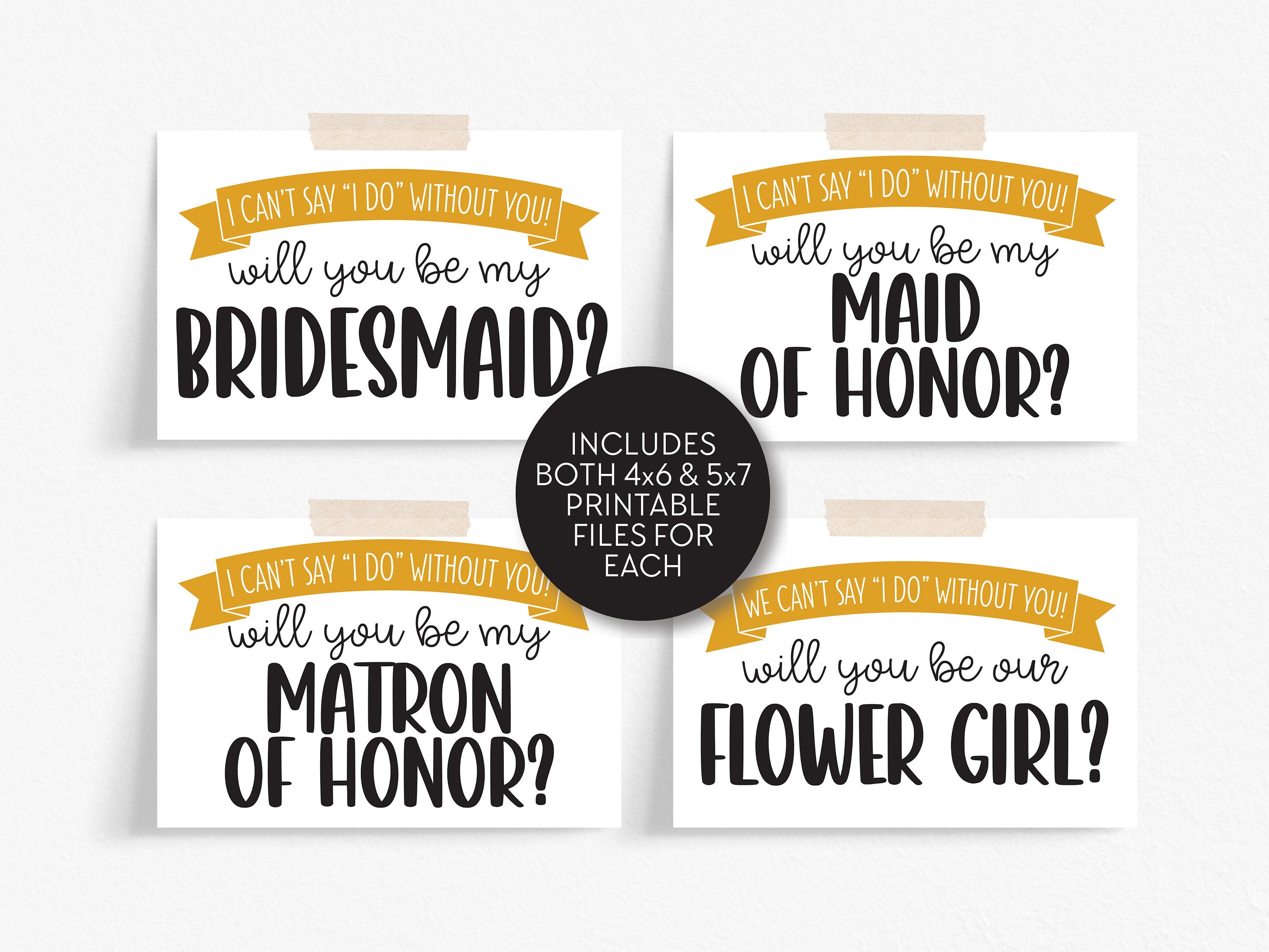 Printable Bridesmaid Cards - Printable Bridesmaid Invitations - Mustard ...