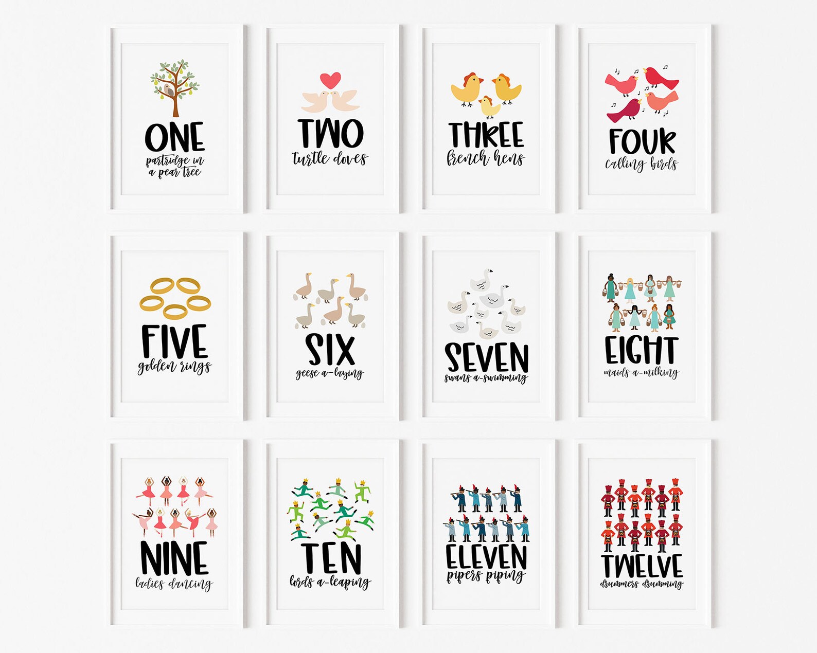 Twelve Days of Christmas Printable - 8x10 Christmas Print Set - 12 Days ...