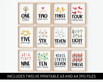 12 DAYS OF CHRISTMAS Digital Printable Collage Sheet - Etsy