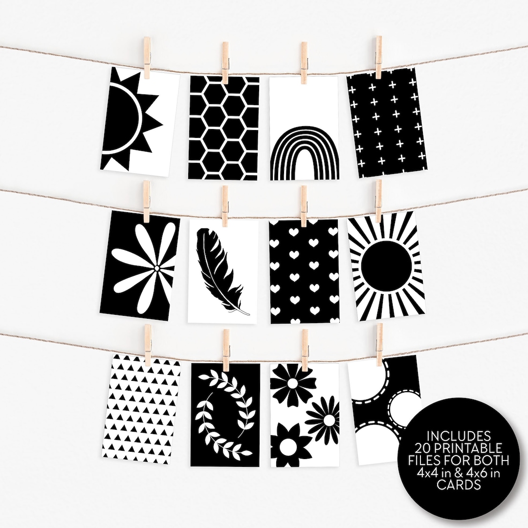 High Contrast Baby Cards Printable - Vision Stimulation Cards for Baby ...