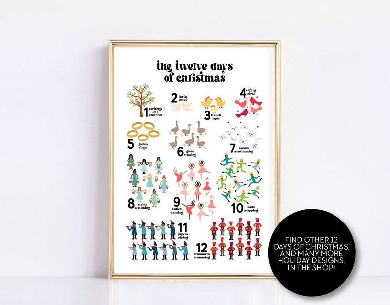 Twelve Days of Christmas Printable - 8x10 Christmas Print Set - 12 Days ...