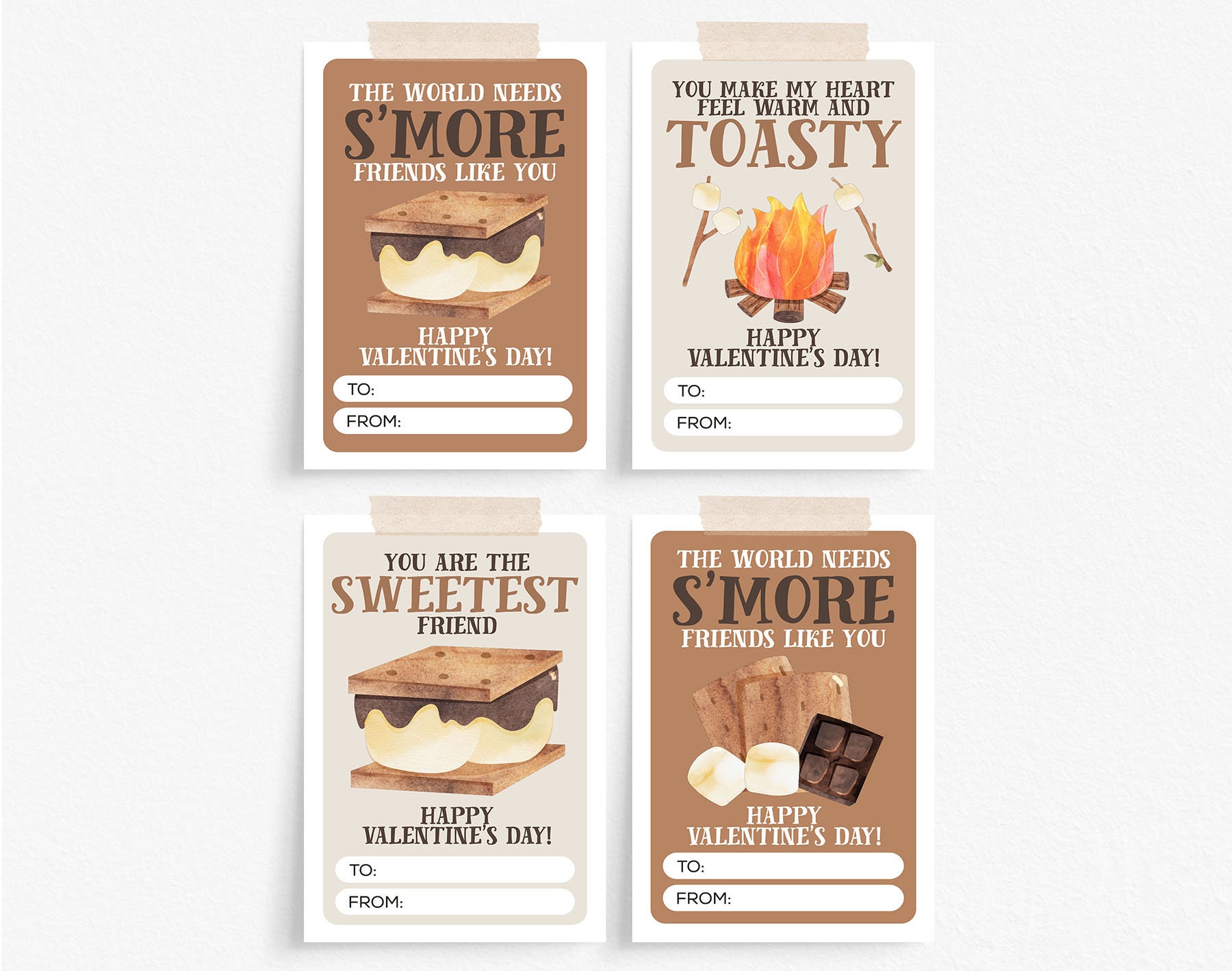 Smores Valentine Printable Cards, Smore Valentine Card Download Print ...