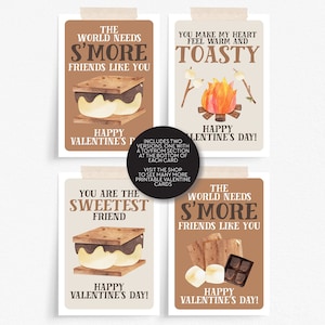 Smores Valentine Printable Cards, Smore Valentine Card Download Print ...