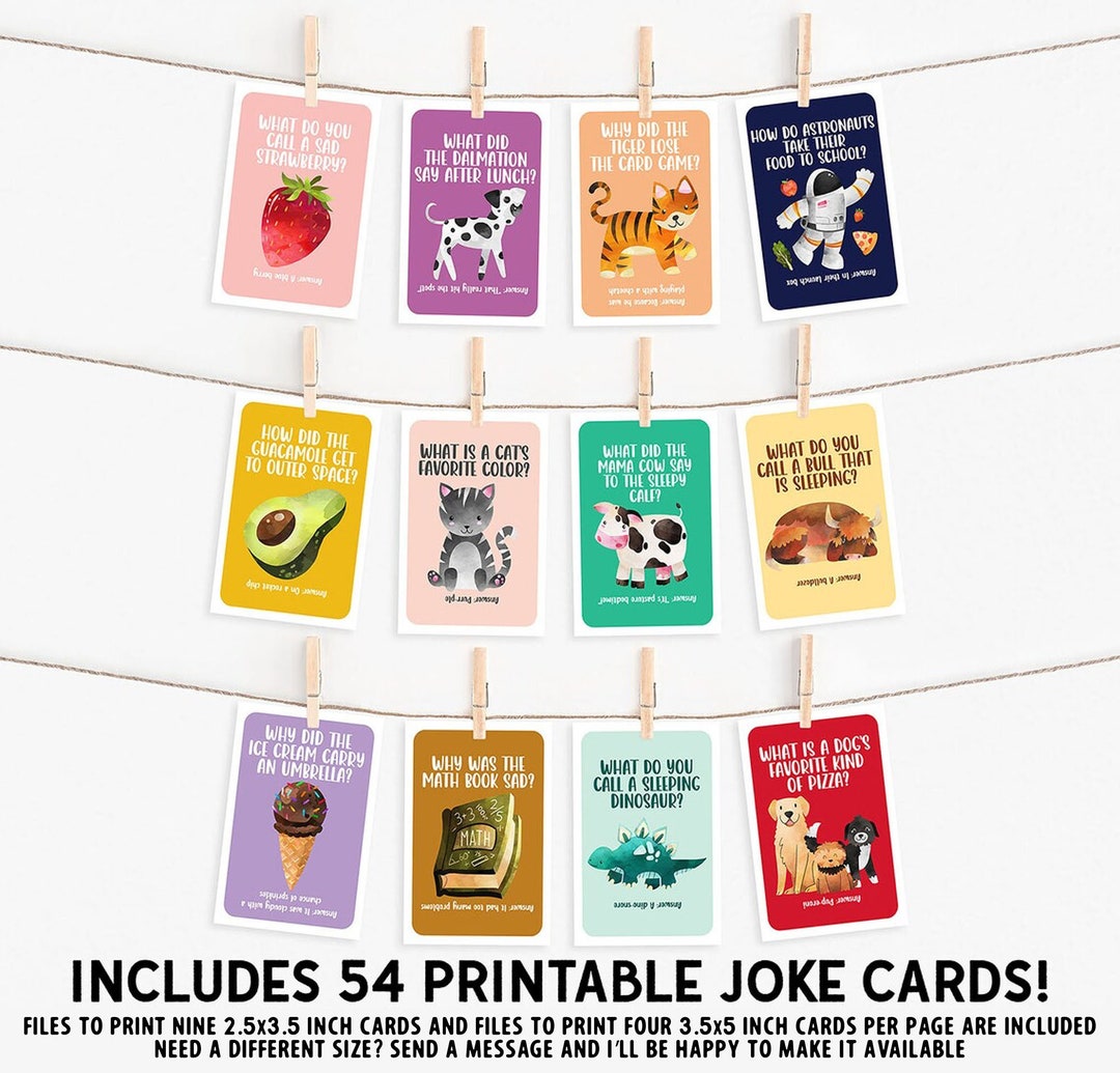 Lunchbox Jokes Printable Cards, Lunchbox Note Cards, Jokes for Kids ...