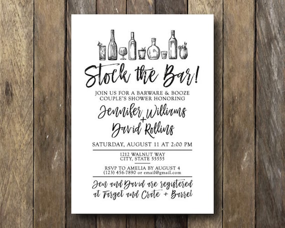 Stock the Bar Invitation Printable Barware and Booze Invite | Etsy