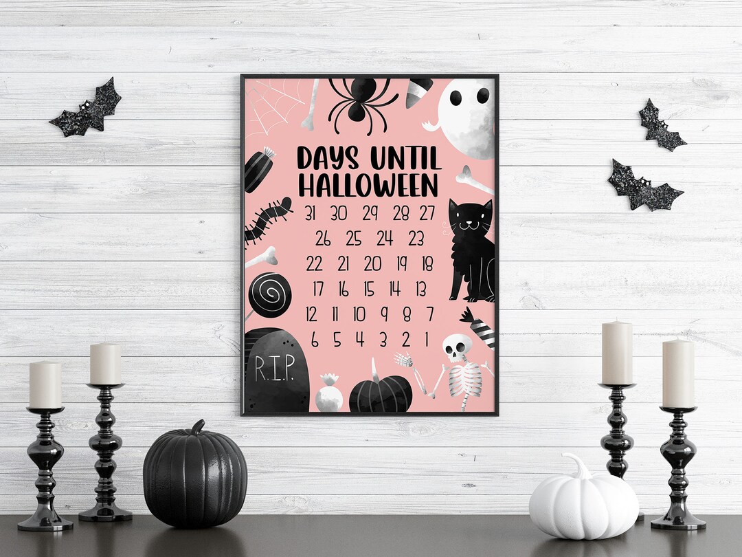 Days Until Halloween Sign Printable, Halloween Countdown Sign Instant ...
