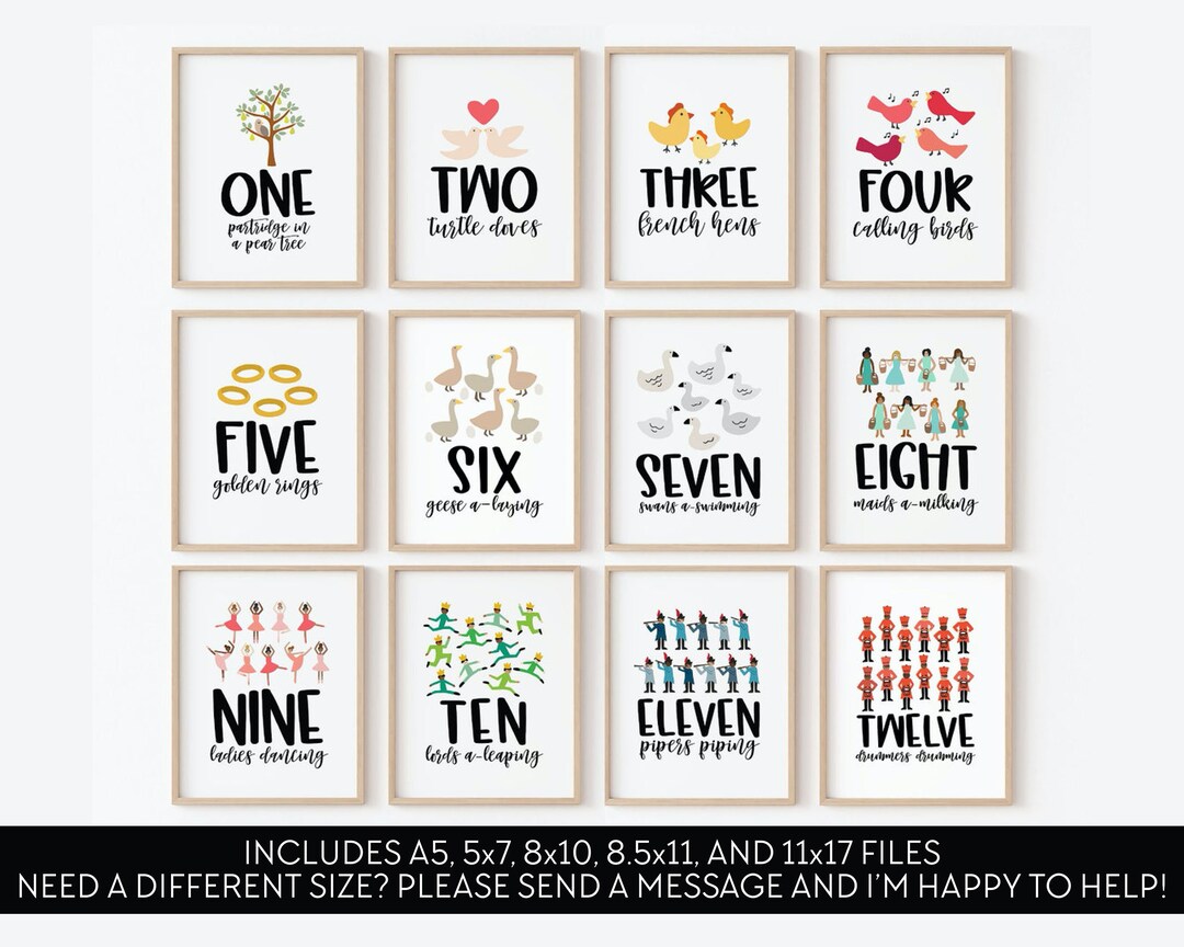 Twelve Days of Christmas Printable 8x10 Christmas Print Set - Etsy