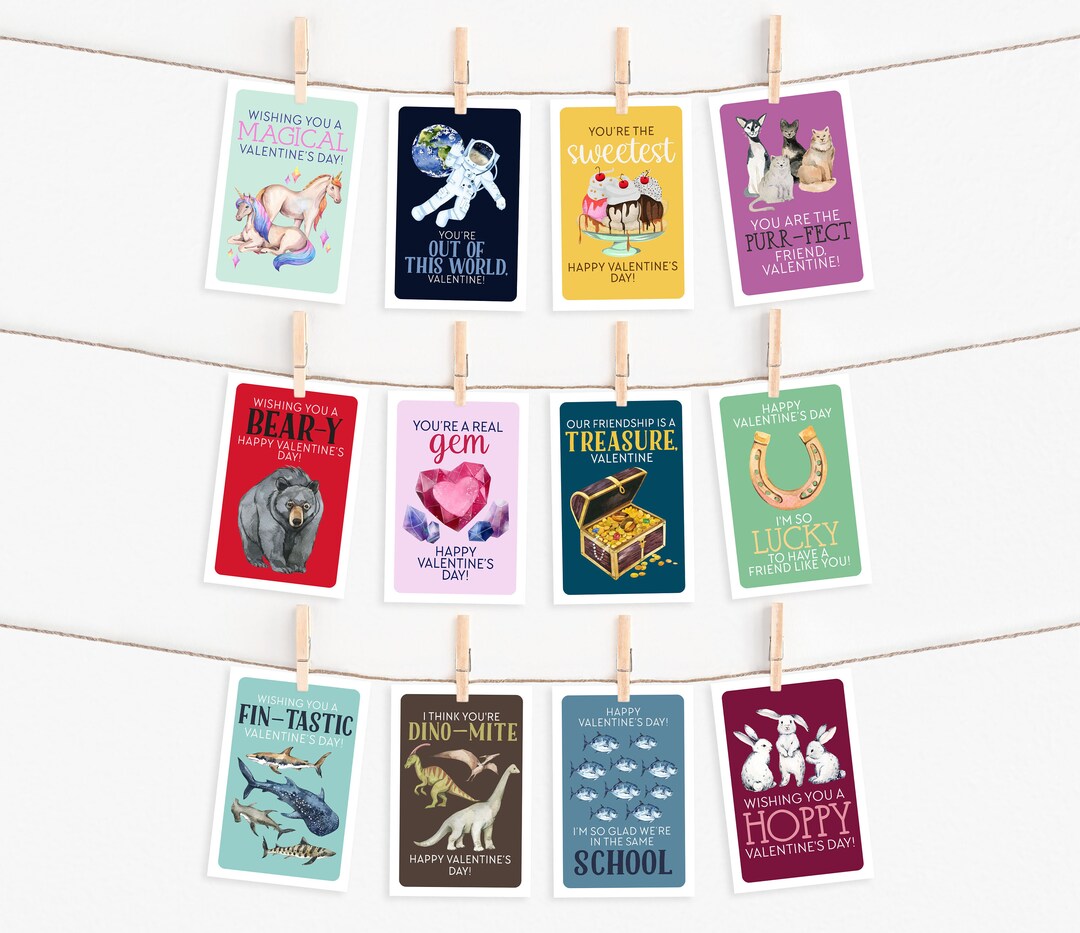 Valentine Cards Printable Instant Download - Valentines for Kids ...